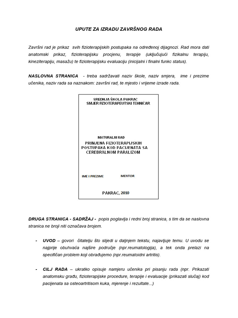 Upute Za Izradu Završnog Rada | PDF