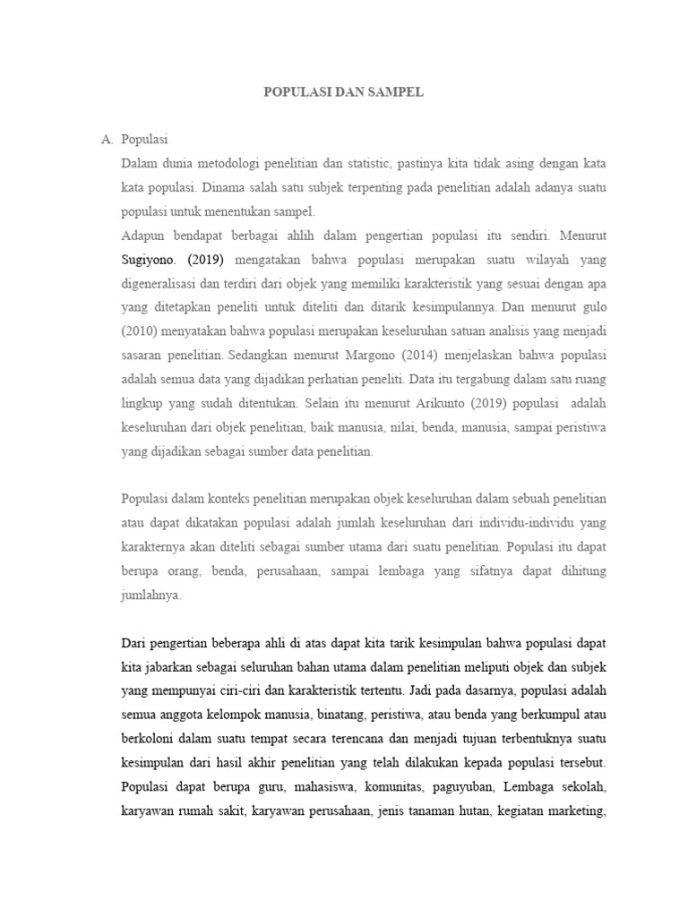 Populasi Dan Sampel | PDF | Ilmu Sosial | Sains & Matematika