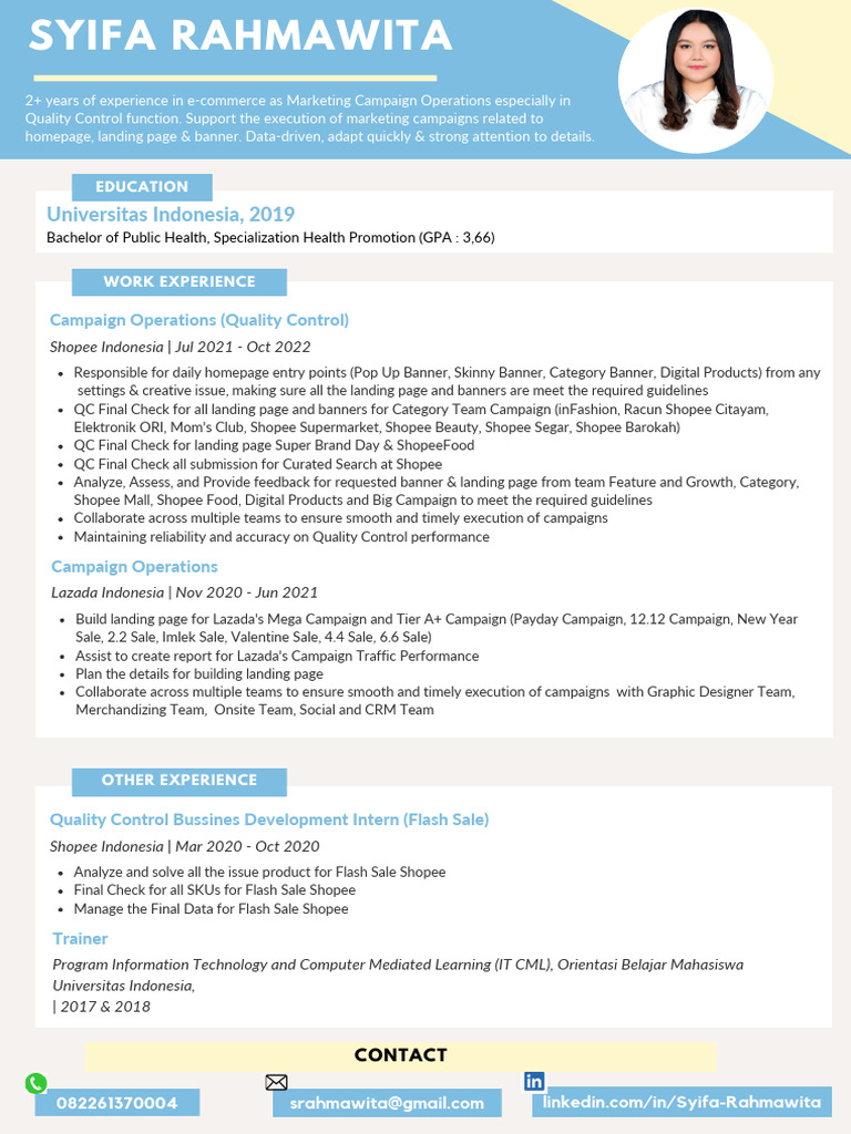 CV Syifa Rahmawita | PDF | Computing | Information Technology