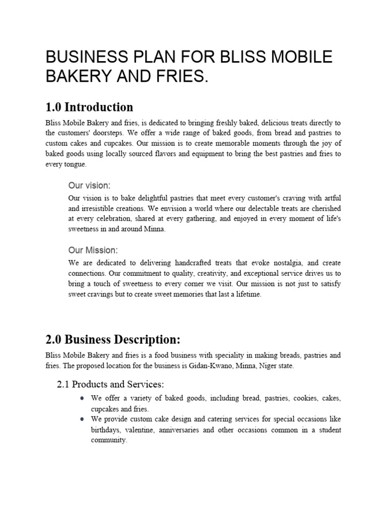 Bakery Business Plan | PDF | Bakery | Baking