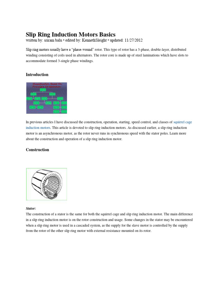 Slip Ring Induction Motor Guide | PDF | Electric Motor | Manufactured Goods