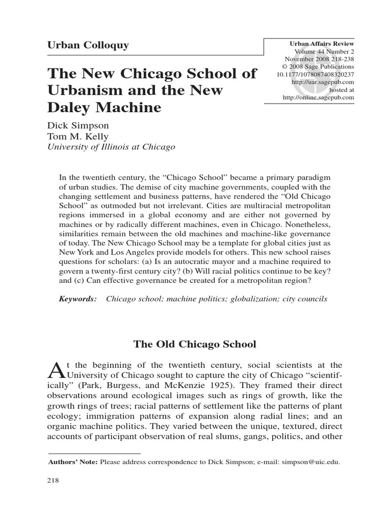 Simpson y Kelly (2008) The New Chicago School of Urbanism and The New ...