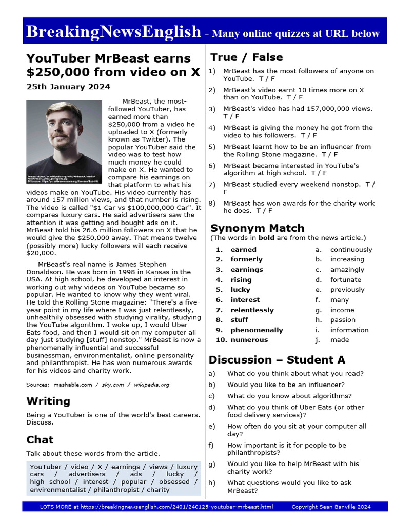 Youtuber Mrbeast M | PDF | You Tube | Popular Culture & Media Studies