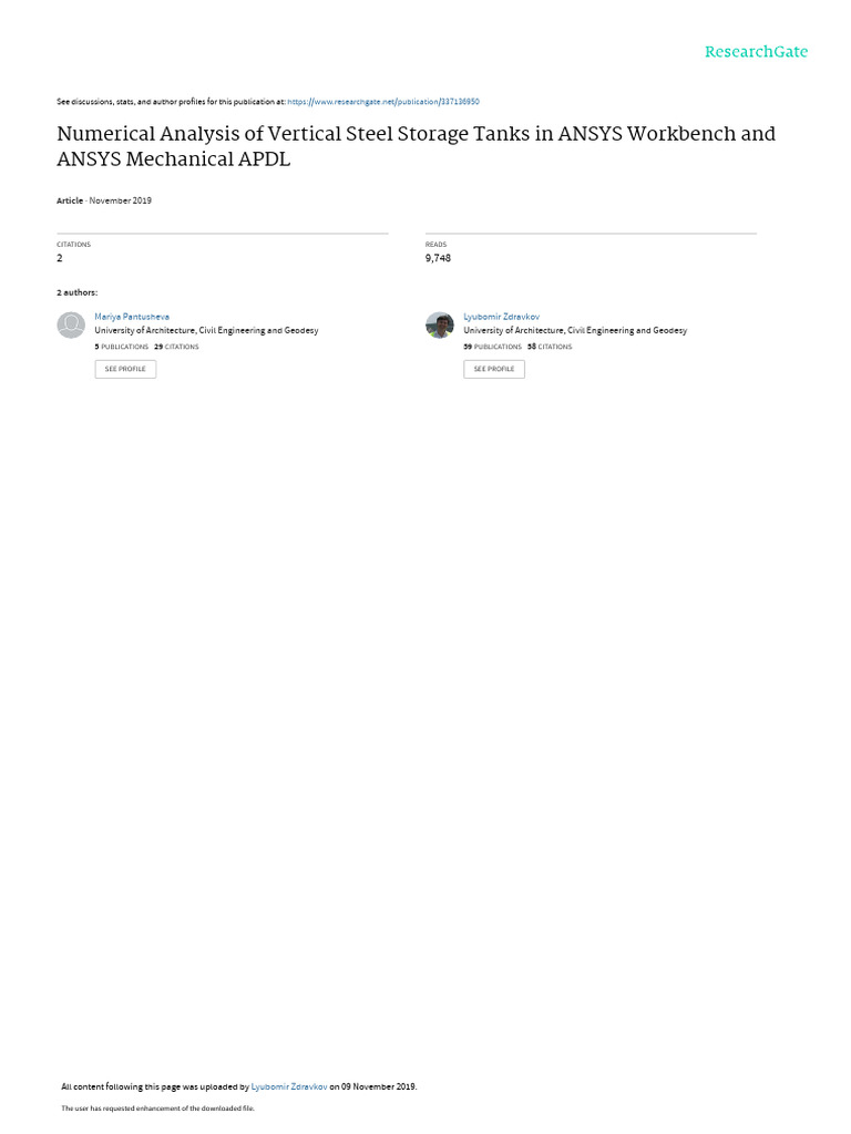 Numerical Analysis of Steel Tanks in ANSYS | PDF | Matrix (Mathematics ...