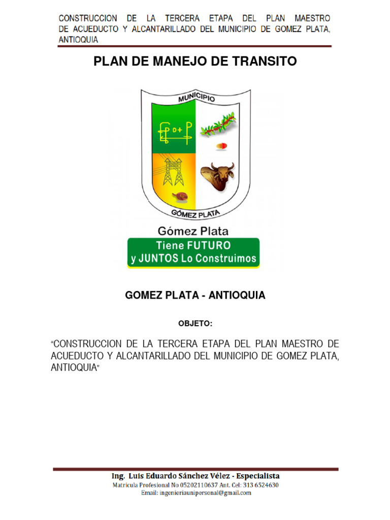 Plan de Manejo de Transito GGR-Vias Urbanas Gomez Plata | PDF ...