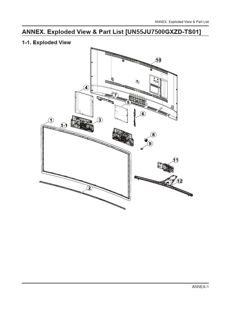 ANNEX Exploded View Part List-UN55JU7500GXZD-TS01 | PDF | Electrical ...