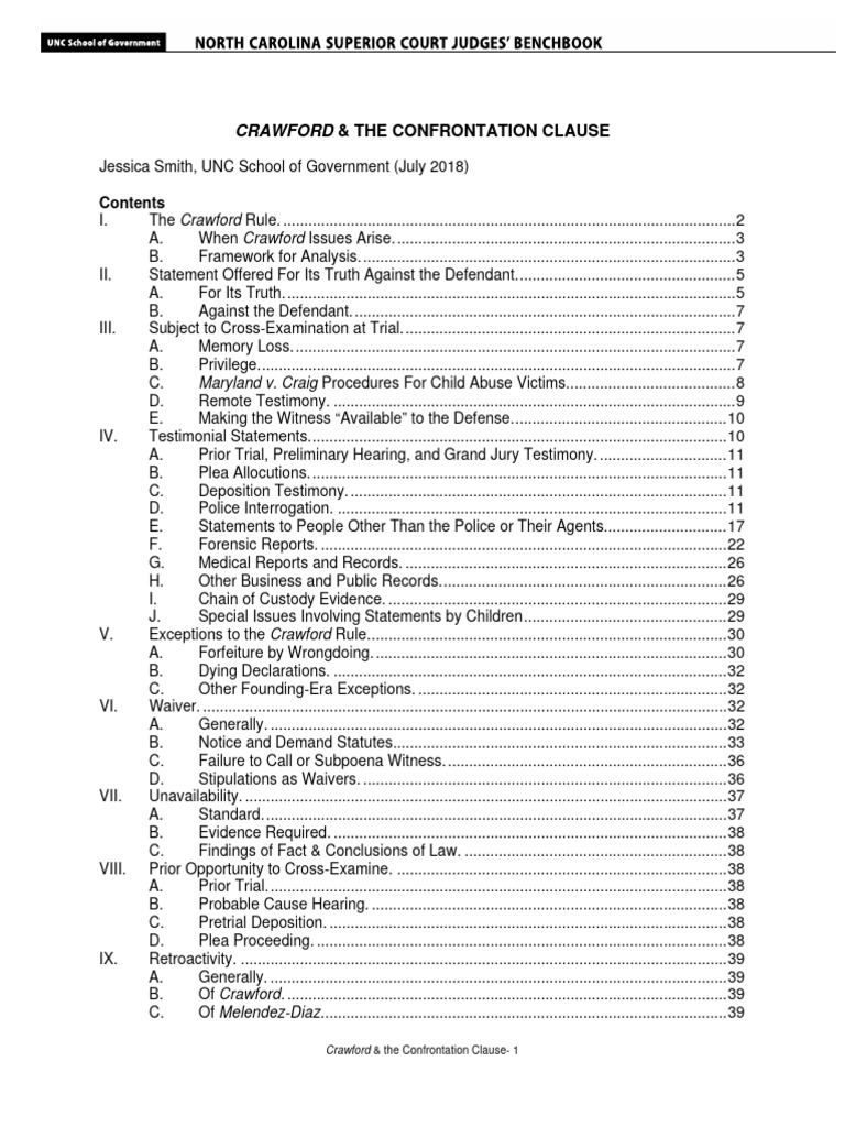 A Guide To Crawford The Confrontation Clause 2018 | PDF | Confrontation Clause | Hearsay In ...
