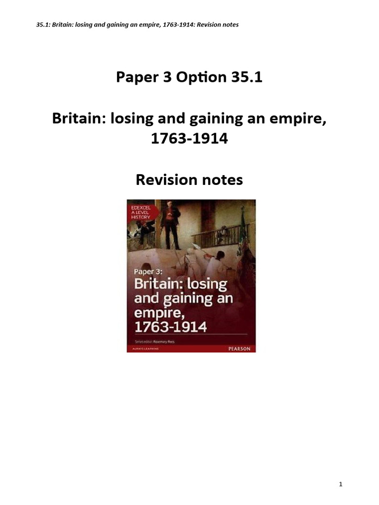 Revision Notes - Paper 3 British Empire | PDF | British Empire ...