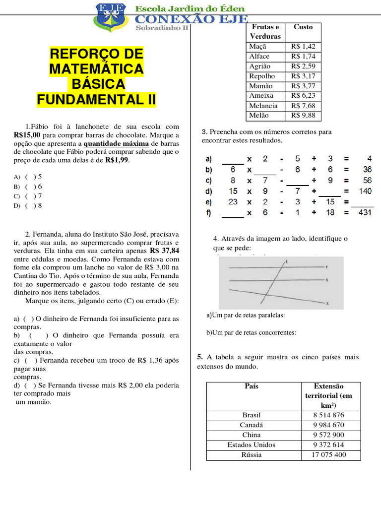 MATEMÁTICA BÁSICA. | PDF | Trem | Brasil