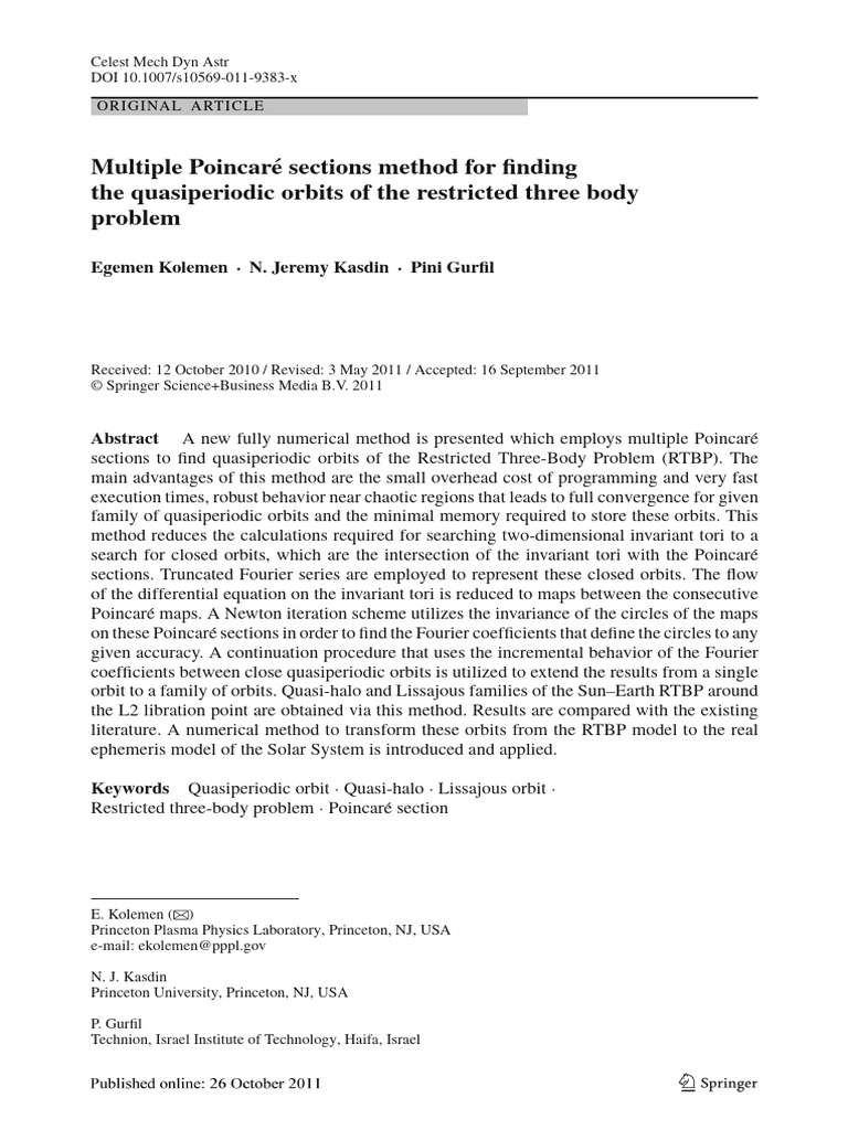 Multiple Poincare Sections | PDF | Science & Mathematics