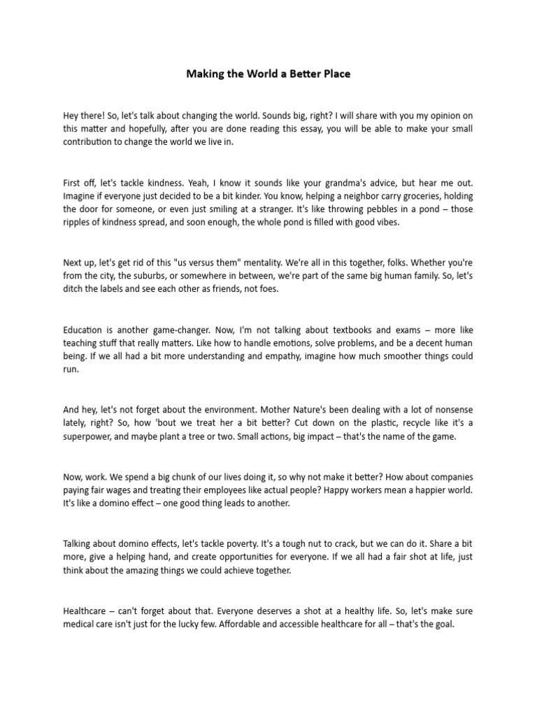 Making The World A Better Place | PDF | Lifestyle