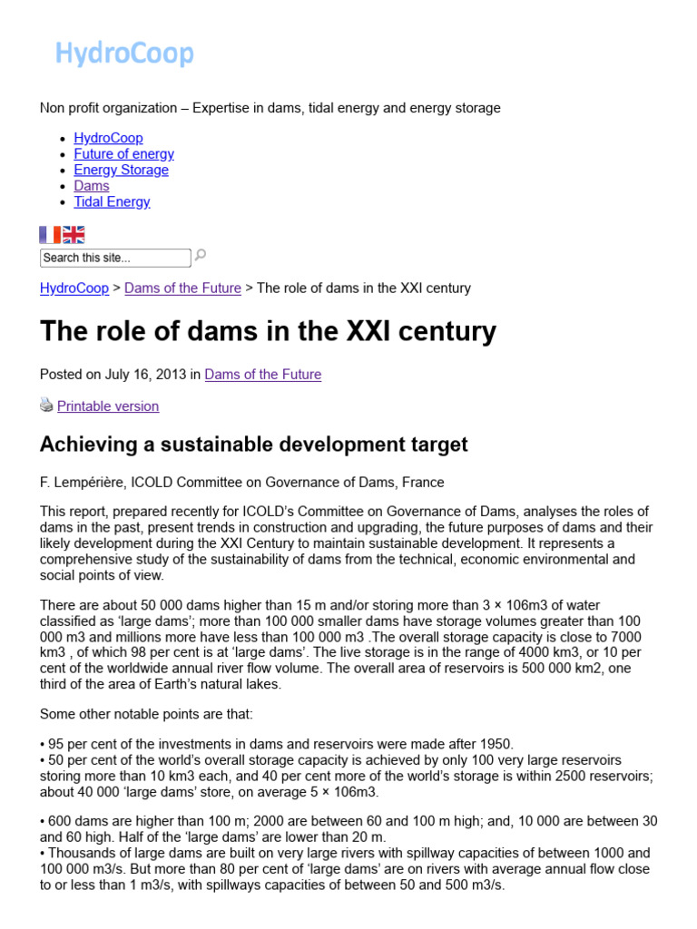 The Role of Dams in The XXI Century - Dam Engineering & Construction | PDF