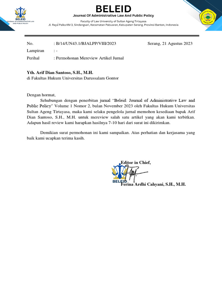 Permohonan Review (Bapak Arif Dian) | PDF