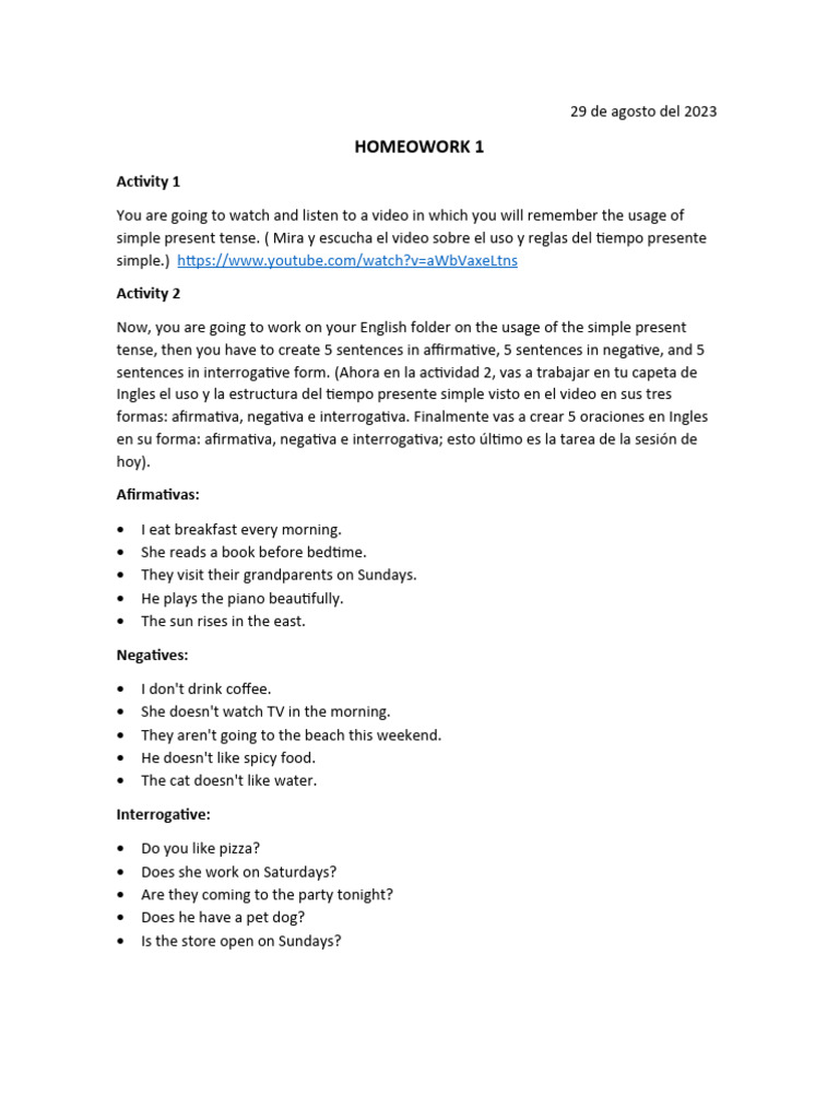 English Homeworks 1-2-3 | PDF | Languages | Foreign Language Studies