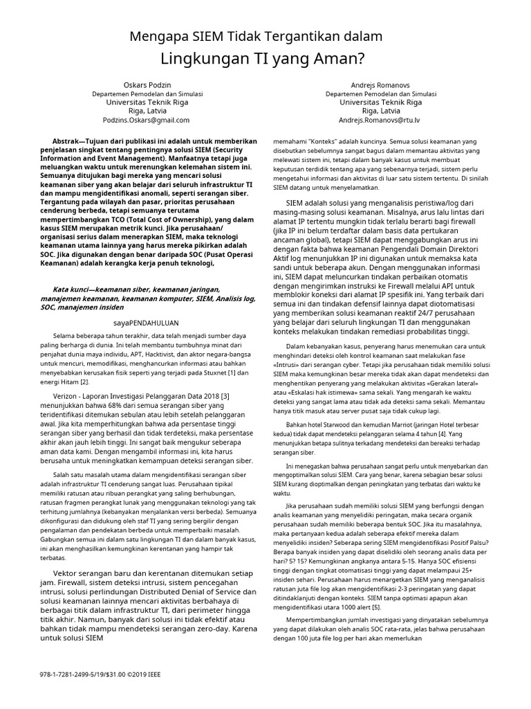 Why SIEM Is Irreplaceable in A Secure IT Environment? .En - Id | PDF