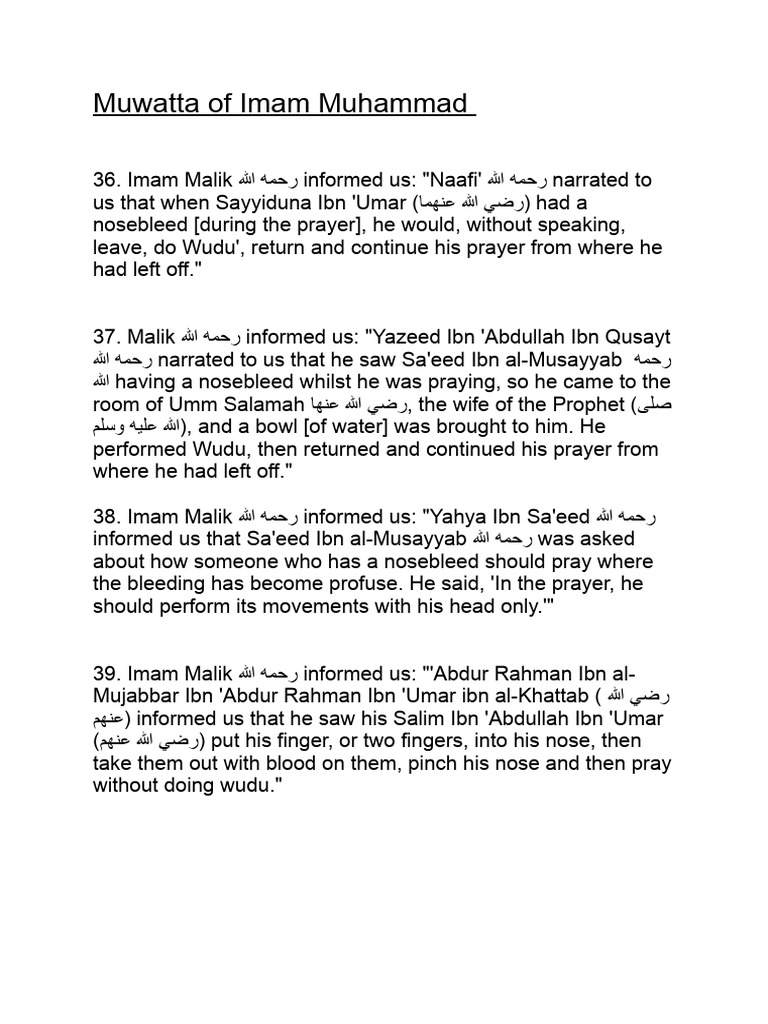 Muwatta of Imam Muhammad | PDF