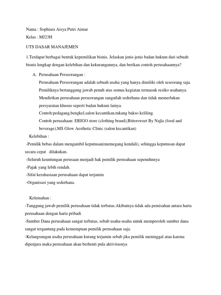 Uts Dasar Bisnis | PDF