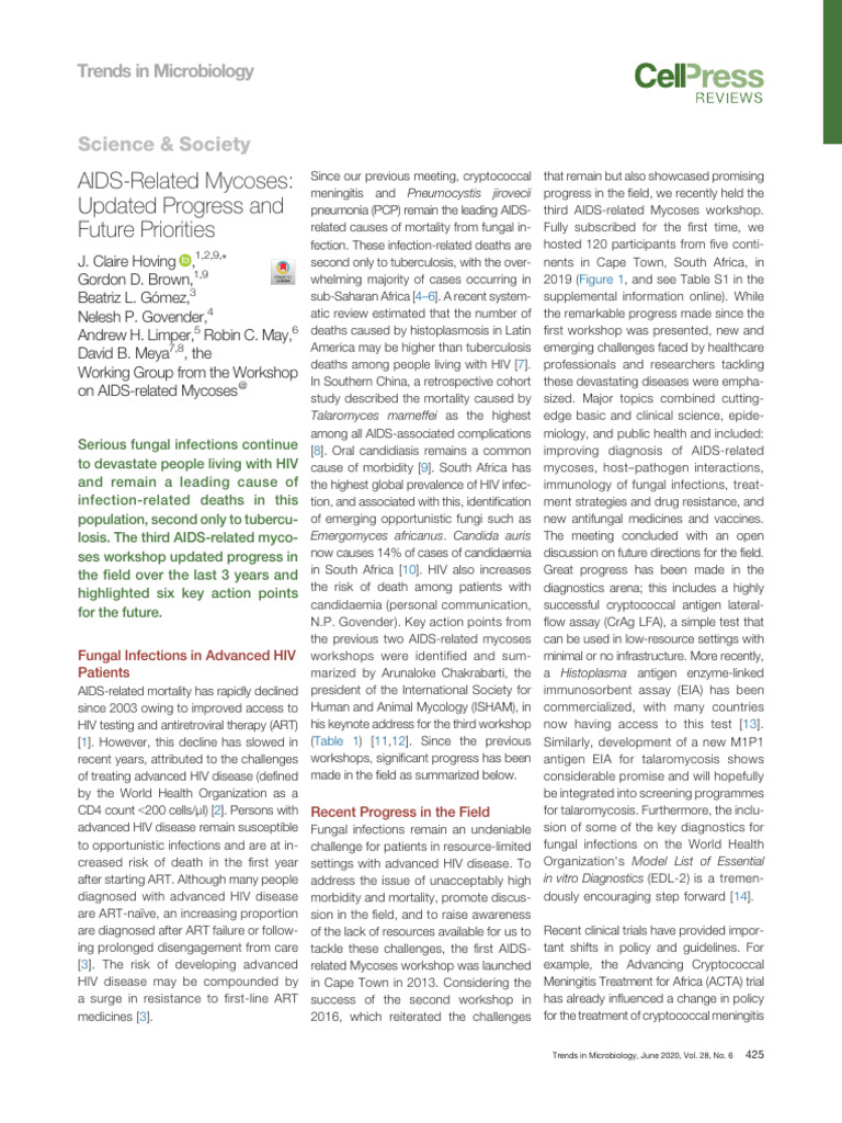AIDS Related Mycoses Updated Progress and Future | PDF | Hiv/Aids | Infection