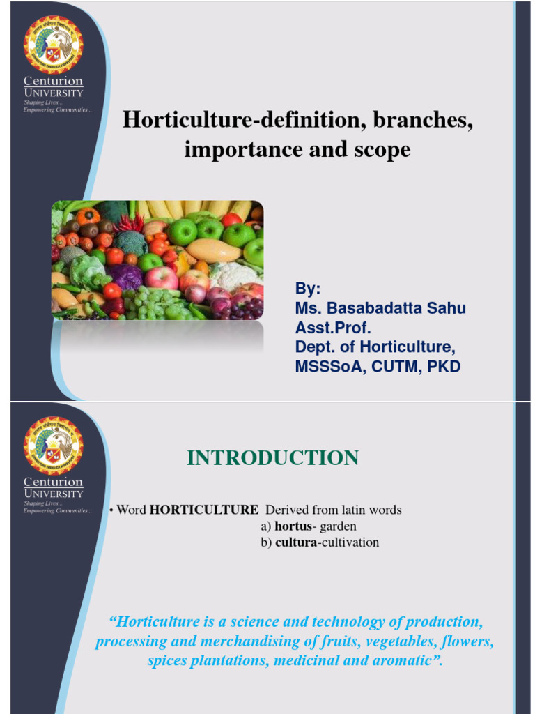 Horticulture Introduction | PDF | Horticulture | Vegetables