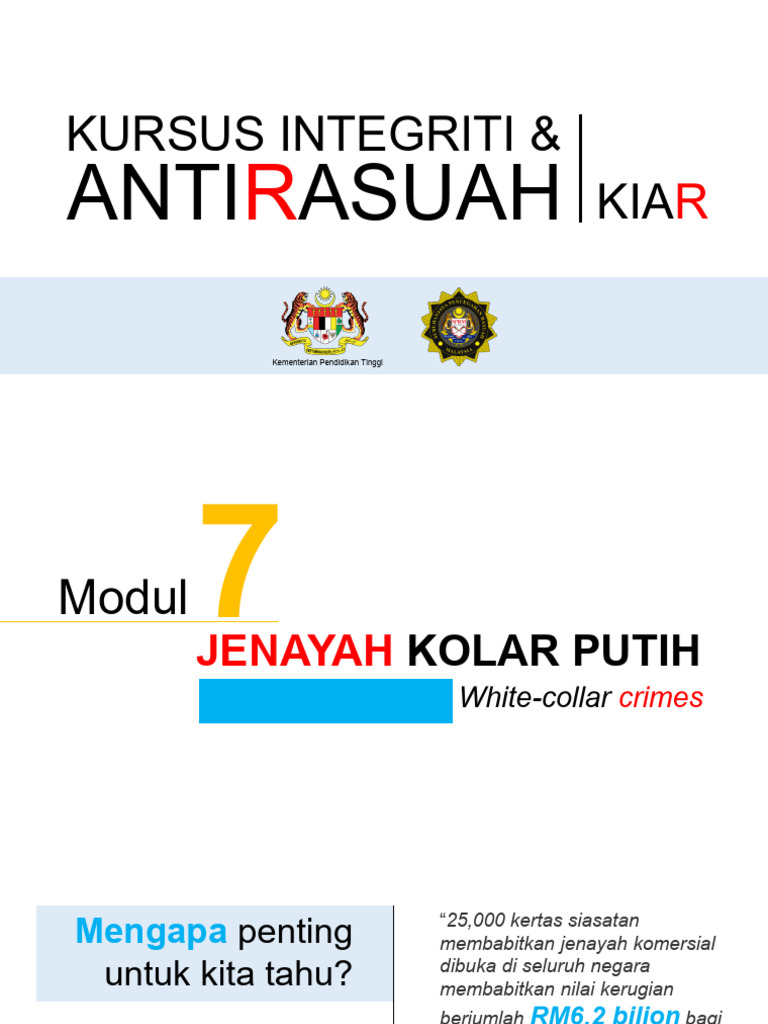 Nota Kiar 2023 - Topik 7 Jenayah Kolar Putih | PDF