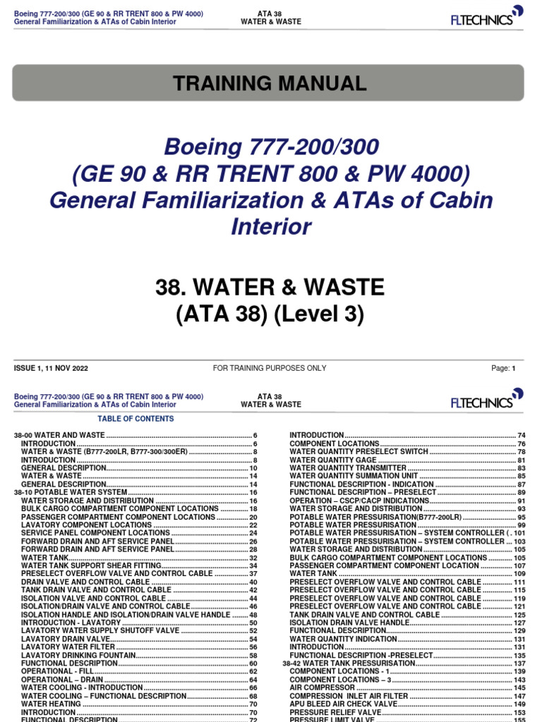 Boeing 777 ATA 38: Water & Waste Systems | PDF | Toilet | Valve