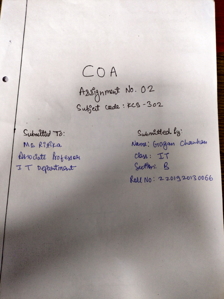 Coa Assignment 2 | PDF