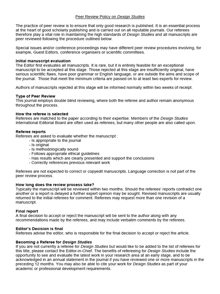 JDST Peer Review Policy | PDF | Science | Public Sphere