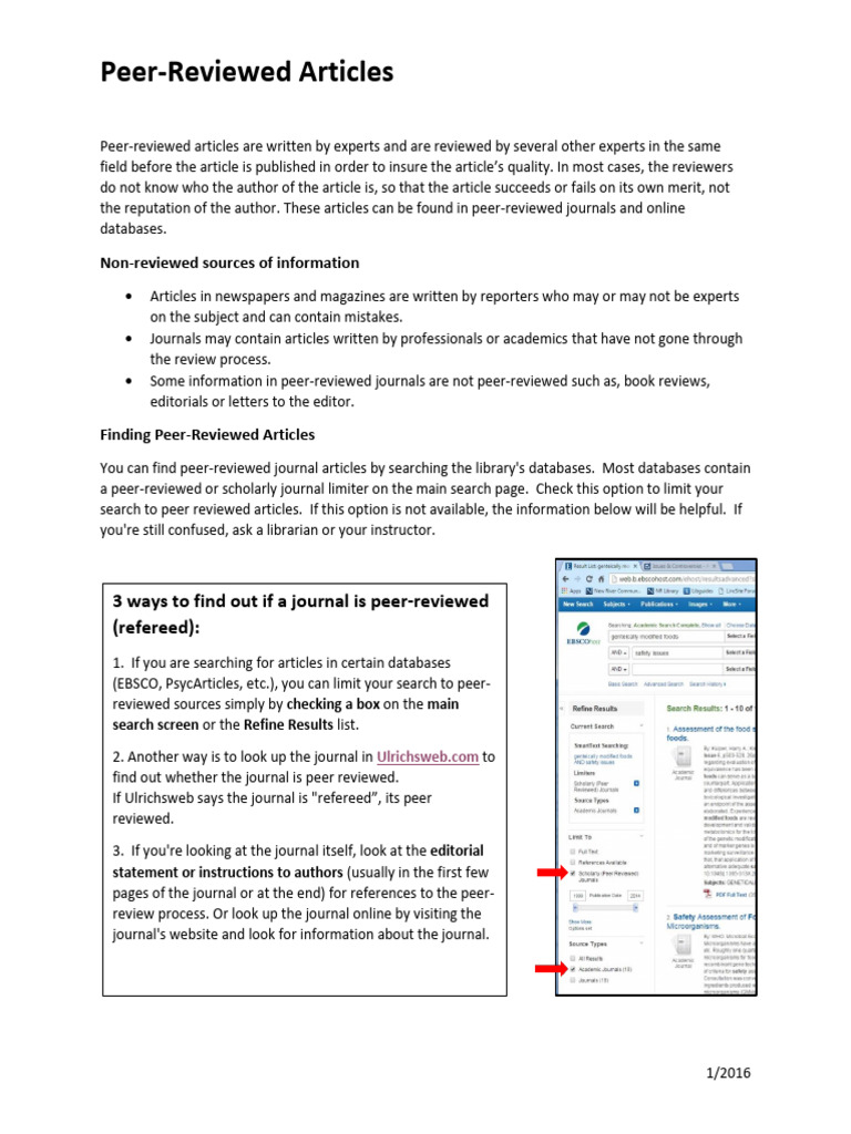 Finding Peer Reviewed Articles Guide Pdf Career Growth Science