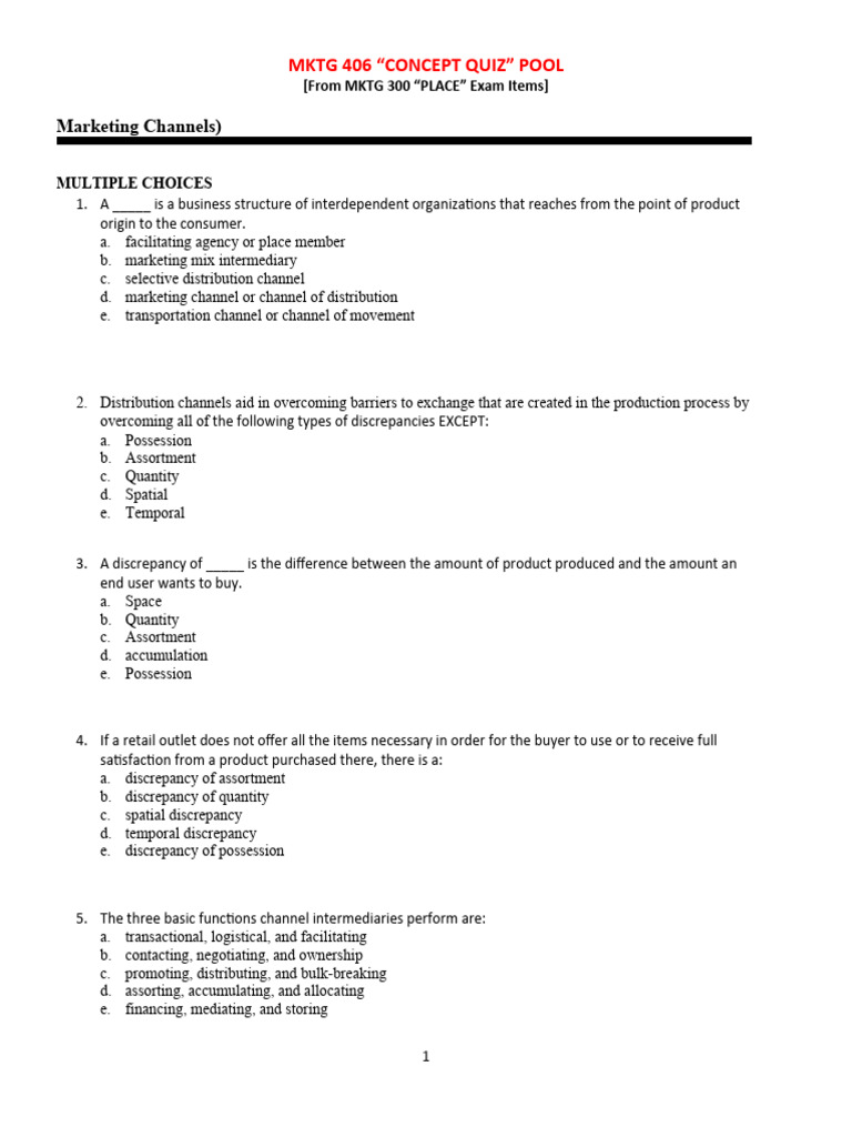 Marketing Channel Coc | PDF | Marketing | Logistics