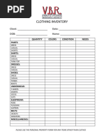 Resident Personal Belongings Inventory Form | PDF