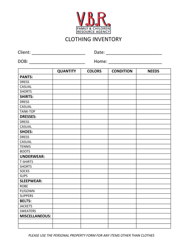 Clothing Inventory Spreadsheet PDF 2 | PDF | Dress Codes | Cultural Trends