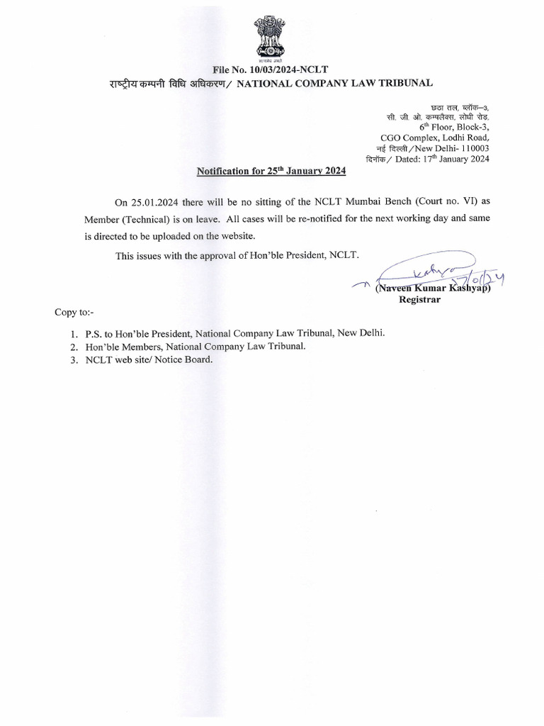 Notification For 25th January 2024 | PDF