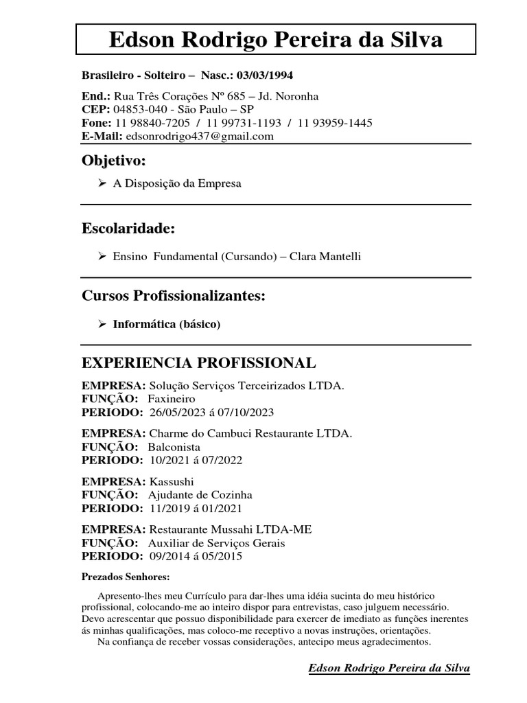 Curriculo Edson | PDF