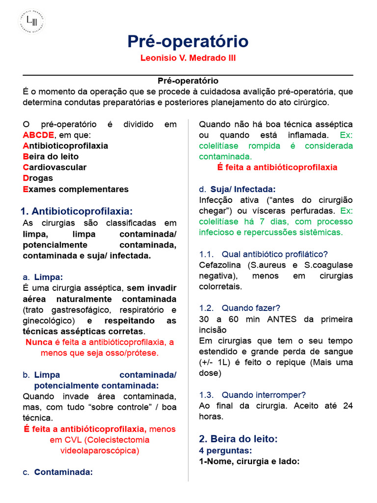 Pré Operatorio | PDF | AVC | Especialidades médicas