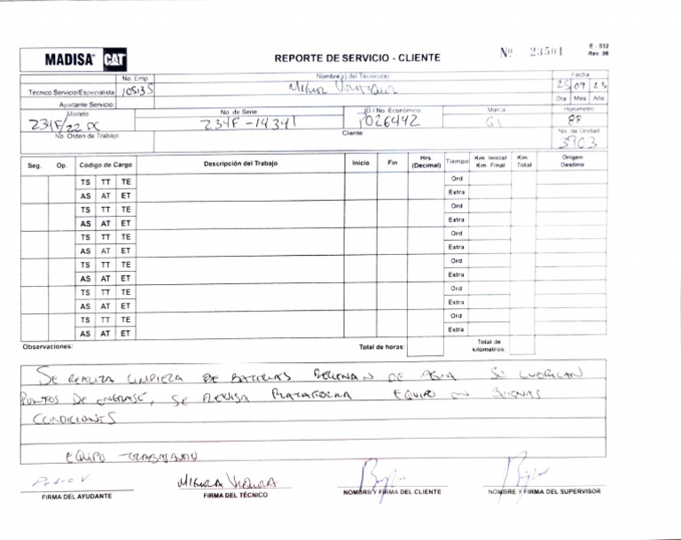 Reporte de Servicio Técnico MADISA | PDF