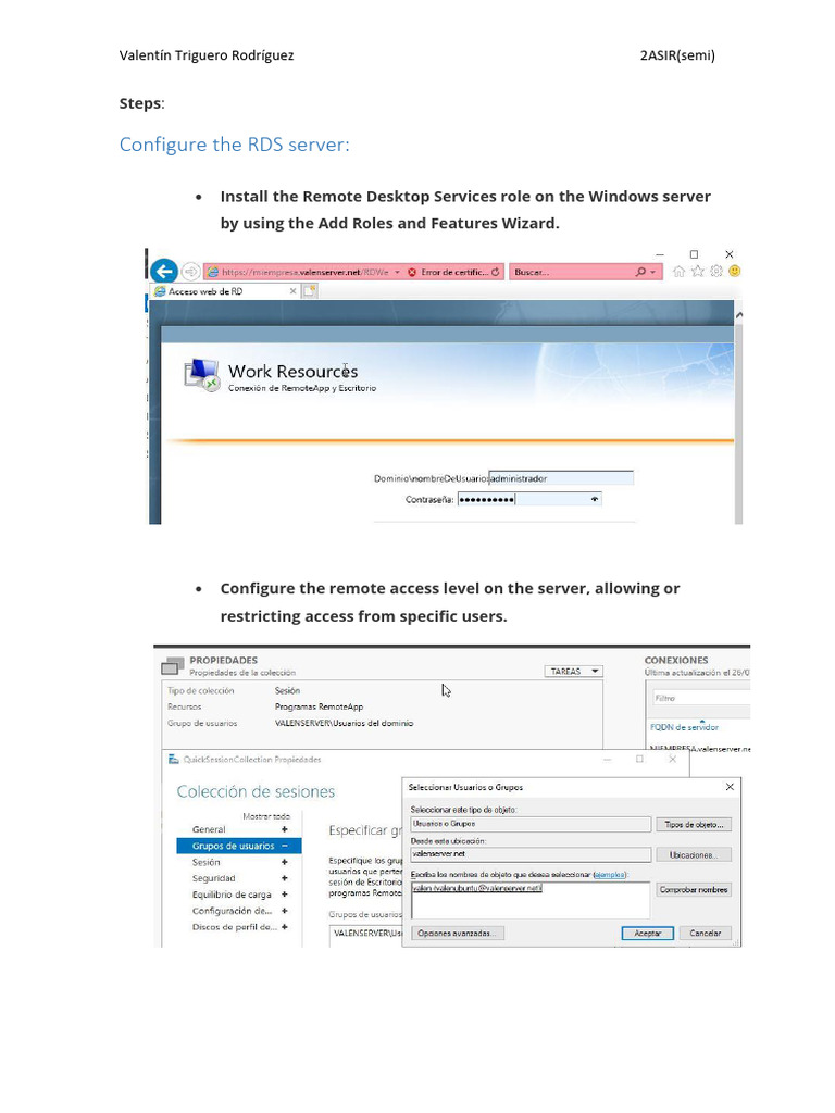 Task 1 - Configuring and Testing Remote Desktop RDS | PDF | Remote ...
