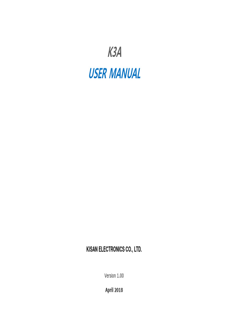 (K3A, K5A) Kisan User Manual (v1.00) Eng | PDF | Menu (Computing ...
