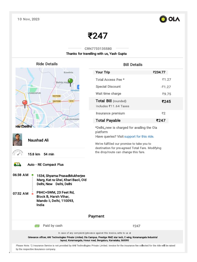 ola uber | PDF | Invoice | Fee