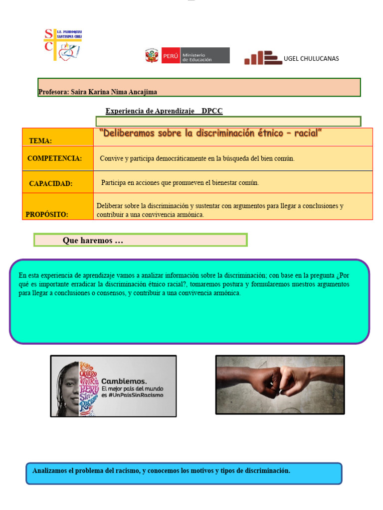 Ficha 17 DPCC 5to Sec Apuntes V | PDF | Racismo | Discriminación y ...
