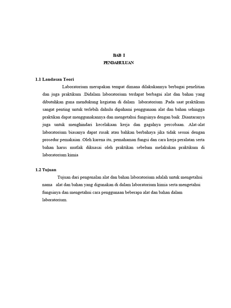 Laporan Praktikum Kimia Pengenalan Alat Dan Bahan Lab | PDF
