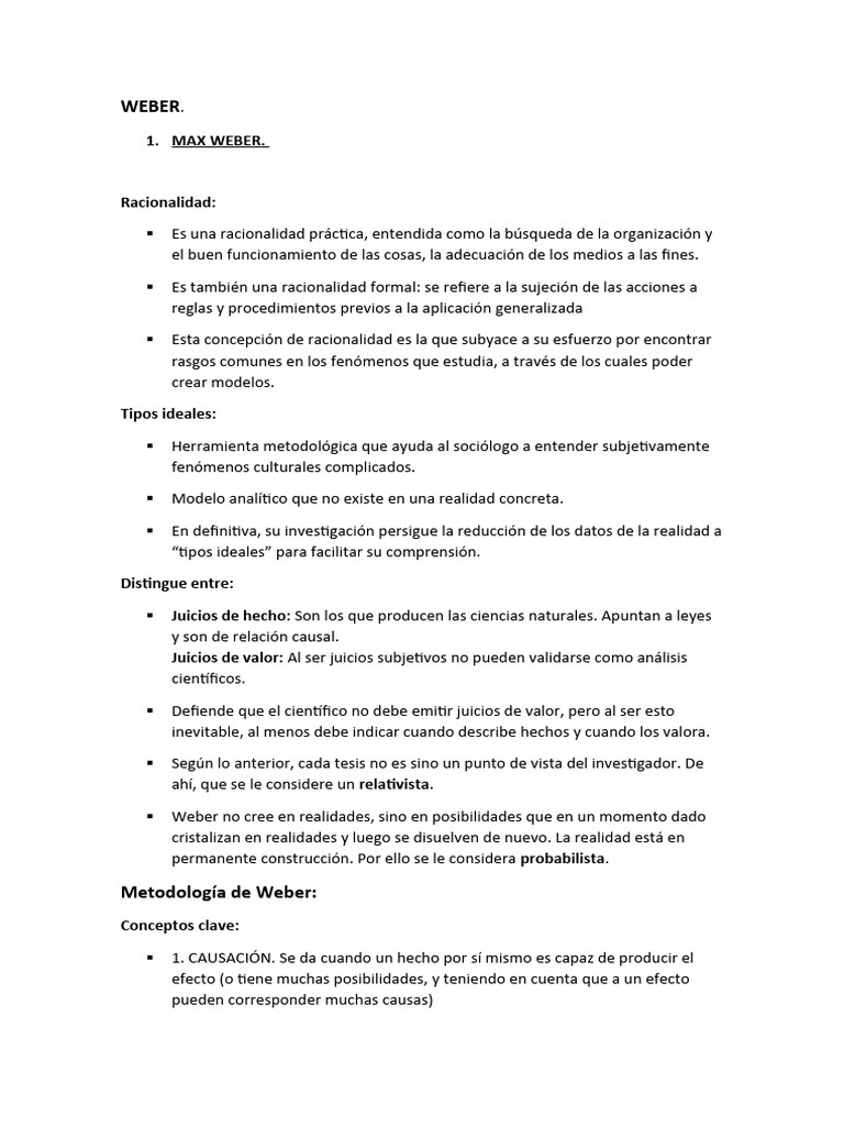 TEMA 2 Resumen Weber | PDF | Burocracia | Racionalidad