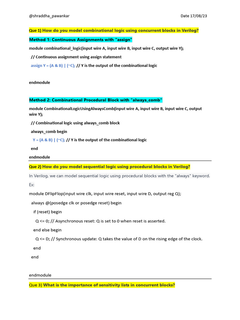 Procedural and Concurrent Blocks in Verilog 1706091941 | PDF | Applied Mathematics | Software ...