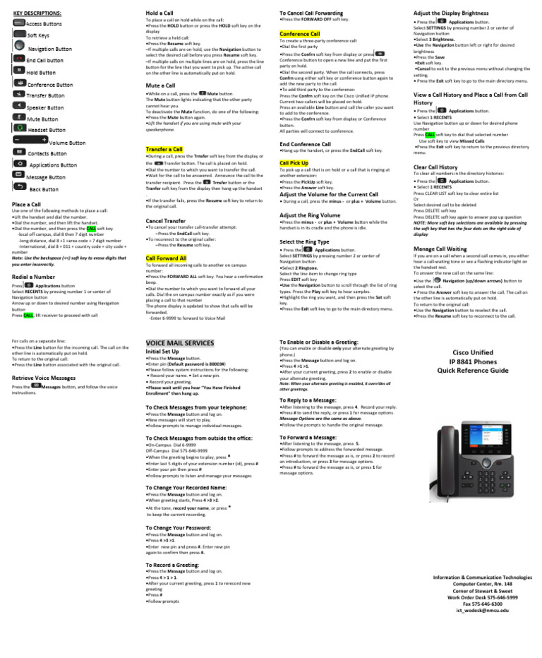 Cisco 8841 IP Phone CP-8841-USER-GUIDE | PDF | Conference Call | Telephone Cisco 8841 IP Phone CP-8841-USER-GUIDE | PDF | Conference Call | Telephone