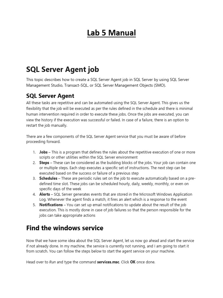 SQL Server JOB | PDF | Microsoft Sql Server | Databases