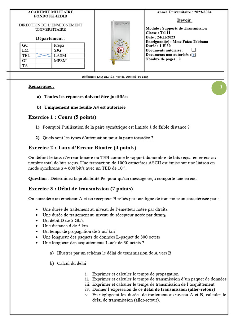 Supports de Transmission et TEB | PDF | Débit binaire | Électrotechnique