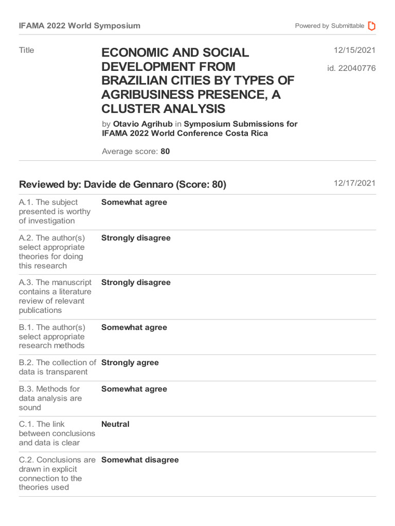 Economic and Social Development From Brazilian Cities by Types of ...