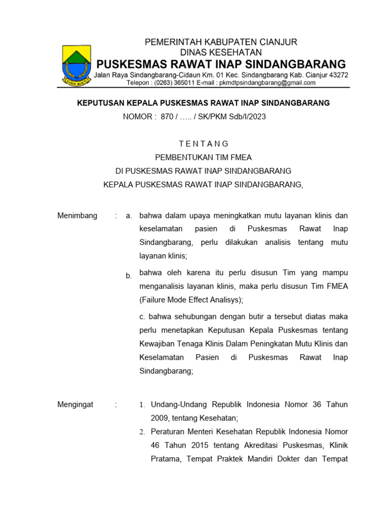 5.1.1.1 Tim Fmea | PDF