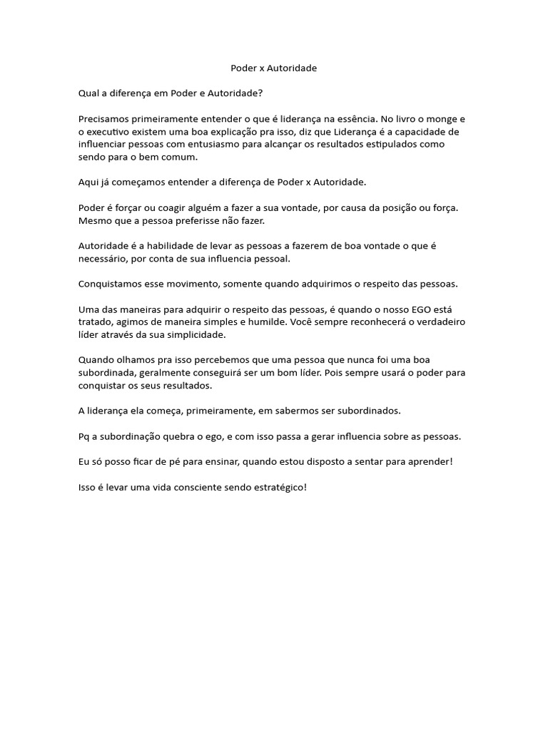 Poder X Autoridade | PDF | Carreira e Crescimento | Autoajuda