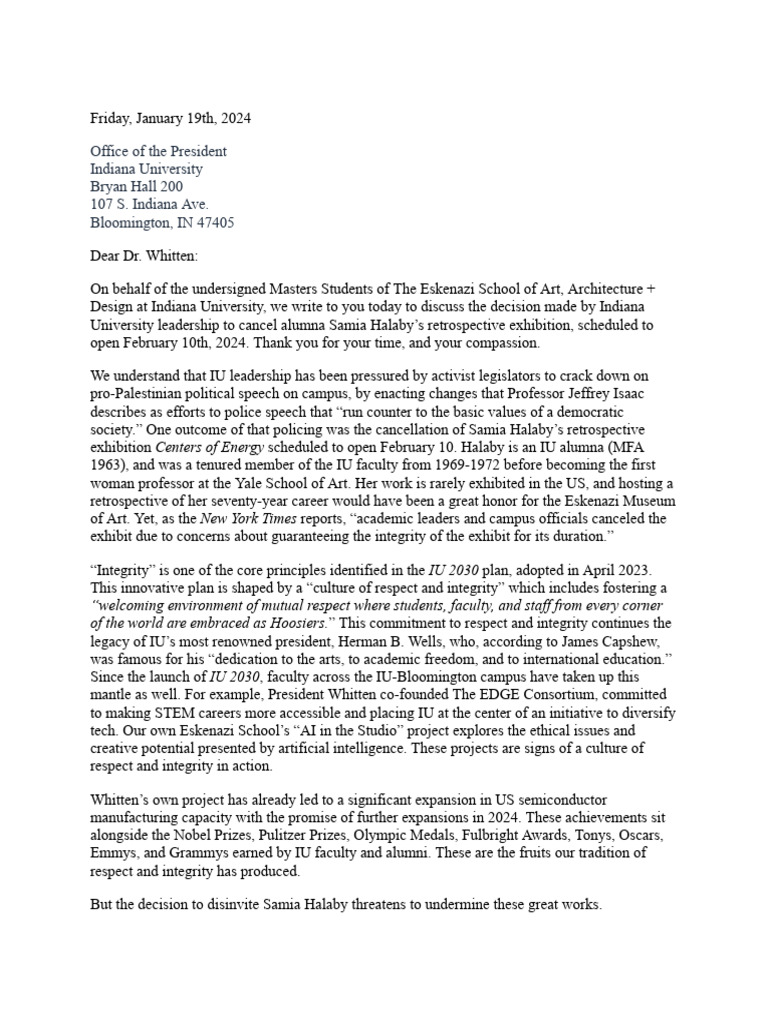 IU Letter Integrity Edits | PDF | Indiana University Bloomington