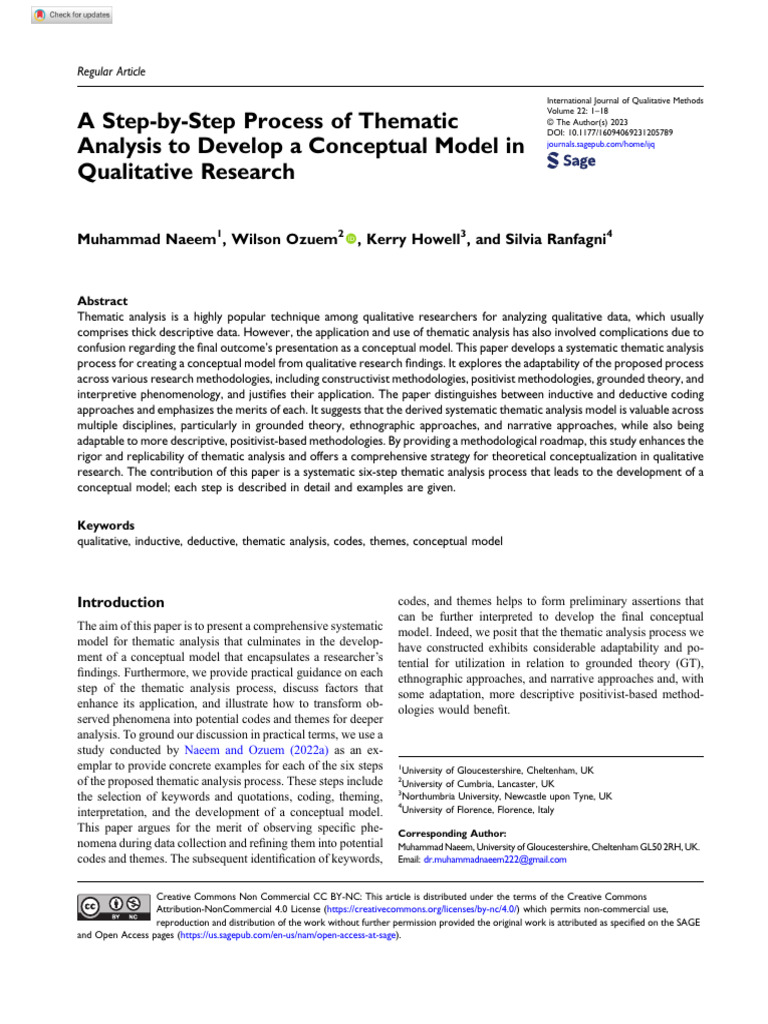 Naeem Et Al 2023 A Step by Step Process of Thematic Analysis To Develop ... Naeem Et Al 2023 A Step by Step Process of Thematic Analysis To Develop ...
